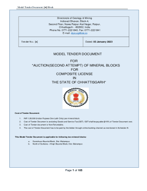 Fillable Online chhattisgarhmines gov Model Tender Document:Block Fax ...