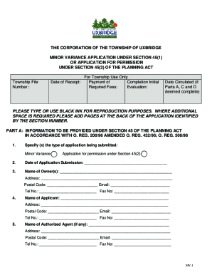 Fillable Online Minor Variance Application Fax Email Print - pdfFiller