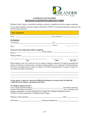 Fillable Online PSC Religious Exemption Request Form Fax Email Print ...