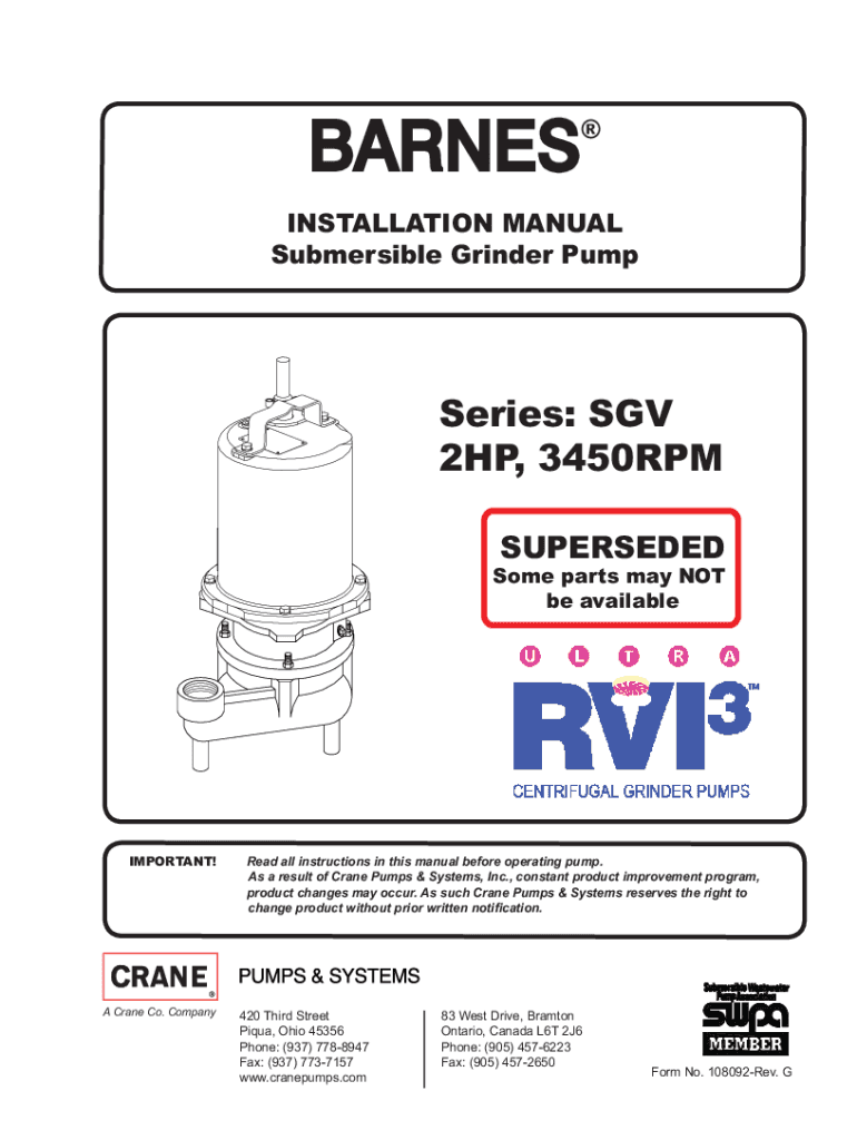 Fillable Online Barnes Grinder Pump Station Specifications - Brunswick ...