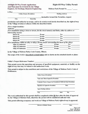 Fillable Online 5 Page Right of Way Permit Application - Village of ...