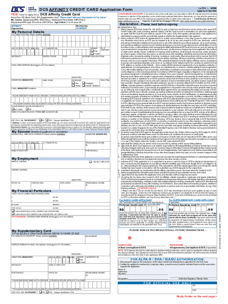 Fillable Online Diners Club AFFiniTY CreDiT CArD Application Form 1 yr FOC Fax Email Print ...