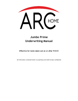 Fillable Online Jumbo Prime Underwriting Manual - Arc Home Fax Email ...