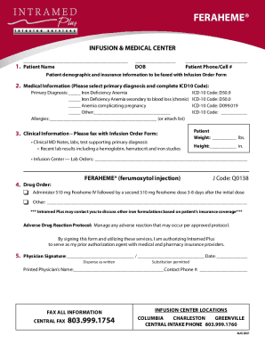 Fillable Online Faraheme Infusions for Iron Deficiency Treatment - IVX Health Fax Email Print ...