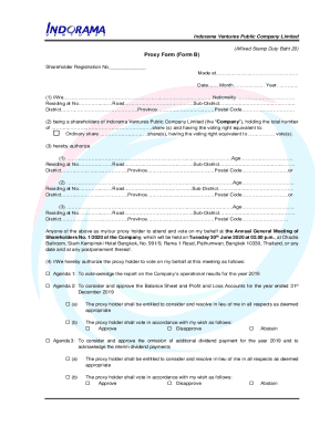 Fillable Online Proxy Form A - Indorama Ventures Fax Email Print - pdfFiller