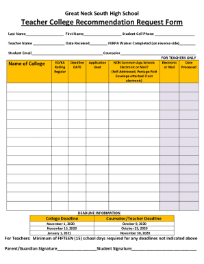 Fillable Online Student Name - Teacher Recommendation Cover Sheet Fax Email Print - pdfFiller