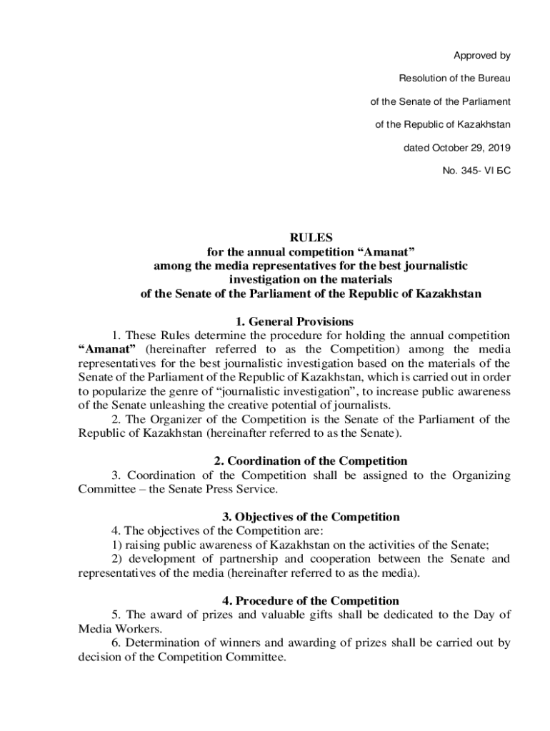 Fillable Online RULES for the annual competition Amanat among the media ... Fax Email Print ...