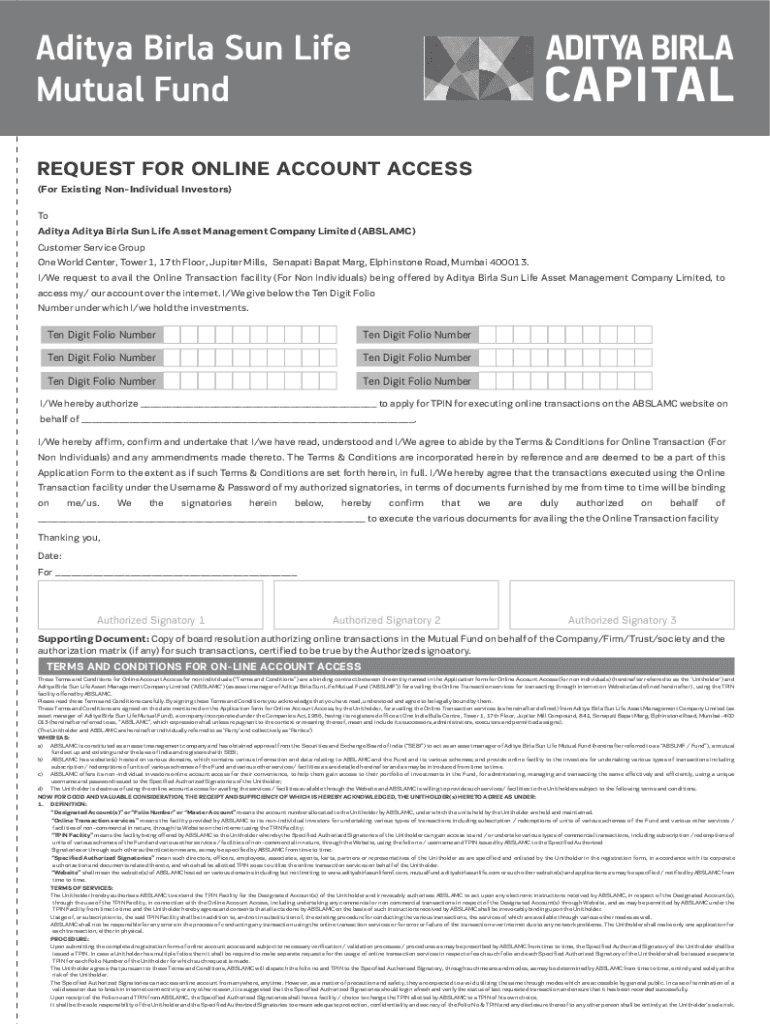 Fillable Online Aditya Birla Sun Life Mutual FundABSL MF NAV - ET Money Fax Email Print - pdfFiller