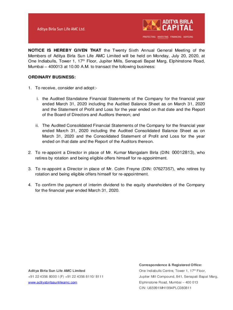 Fillable Online Aditya Birla Sun Life AMC becomes India's first asset manager ... Fax Email ...