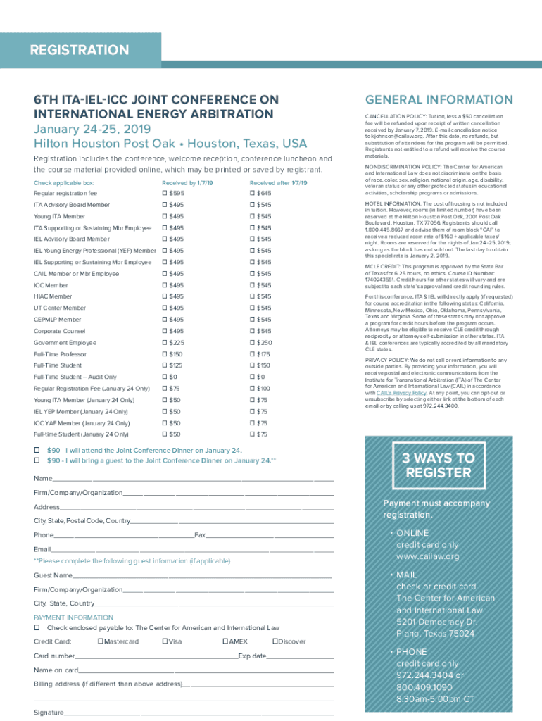 Fillable Online 6th ITA-IEL-ICC Joint Conference on International ...