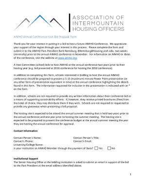 Fillable Online AIMHO Annual Conference Host Bid Proposal Form Fax ...