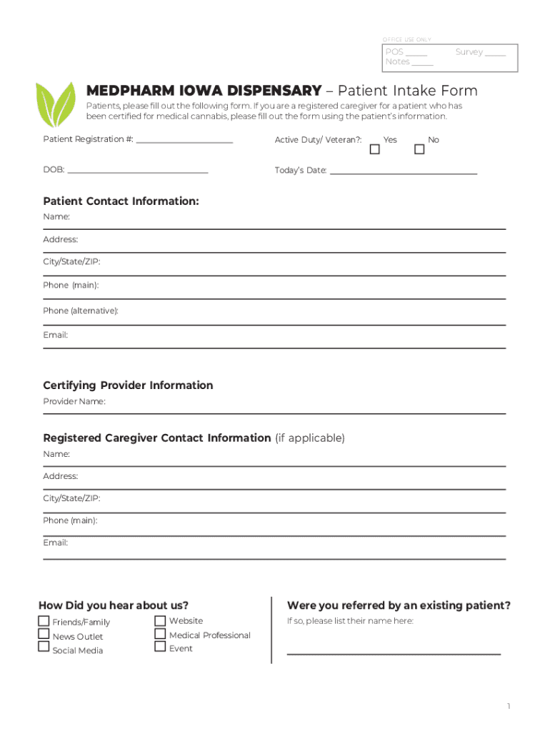 Fillable Online PATIENT INTAKE FORM - Caring Nature Dispensary Fax ...