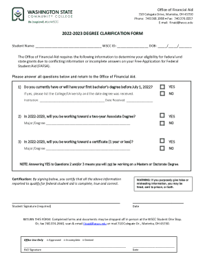 Fillable Online 2022-2023 DEGREE CLARIFICATION FORM Fax Email Print ...
