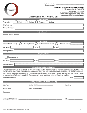 Fillable Online Olmsted County Zoning Certificate Application Fax Email ...