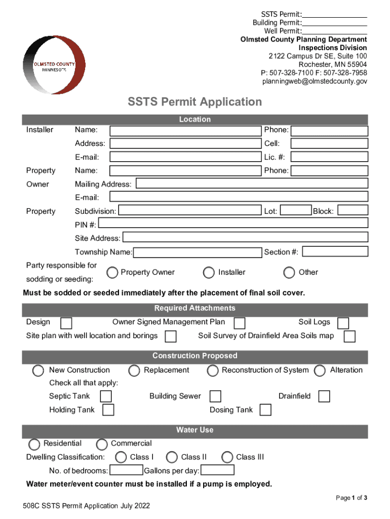 Fillable Online Olmsted County Septic Permit Application. Olmsted ...