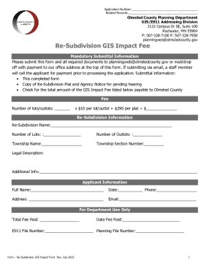 Fillable Online Re-Subdivision GIS Impact Fee Form. Re-Subdivision GIS ...