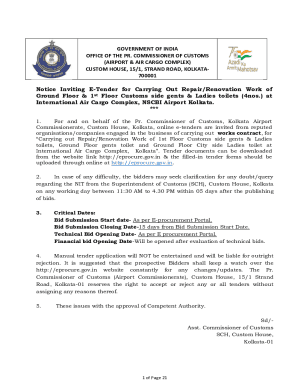 Fillable Online government of india - Kolkata Customs Fax Email Print - pdfFiller