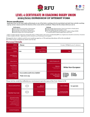 Fillable Online LEVEL 4 CERTIFICATE IN COACHING RUGBY UNION Fax Email ...