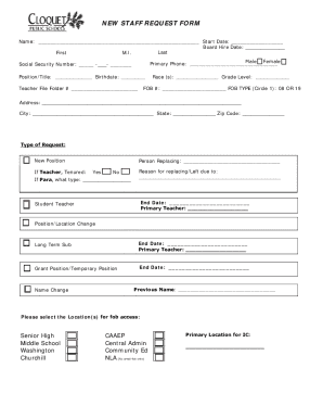 Fillable Online NEW STAFF REQUEST FORM Fax Email Print - pdfFiller