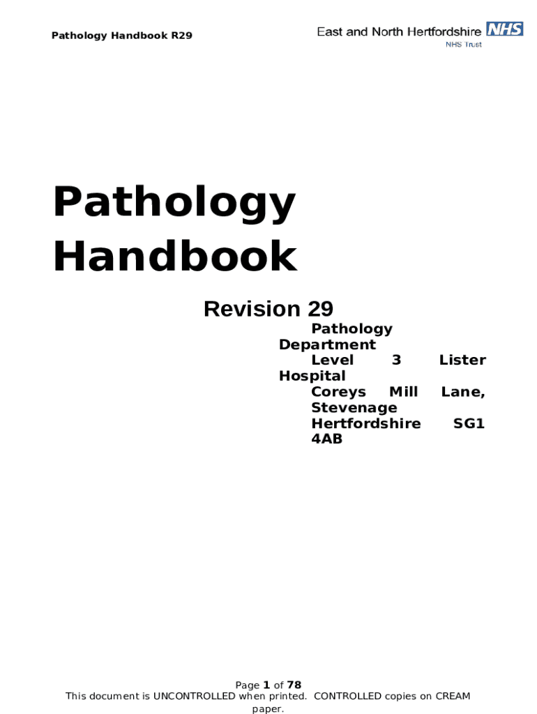 Pathology Ination - East and North Hertfordshire NHS Trust Doc Template | pdfFiller