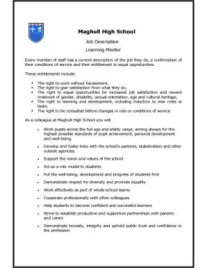 Fillable Online Maghull High School Job Description Assistant Head of ...
