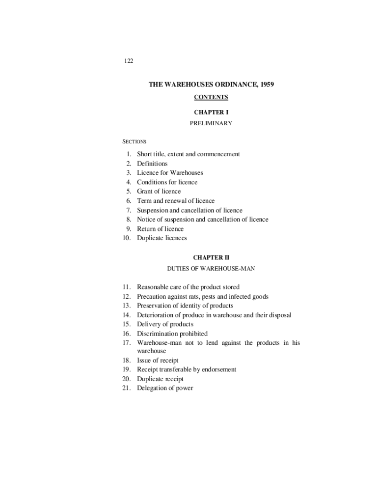 Fillable Online REGULATIONS FOR THE UNITED STATES WAREHOUSE ... Fax ...