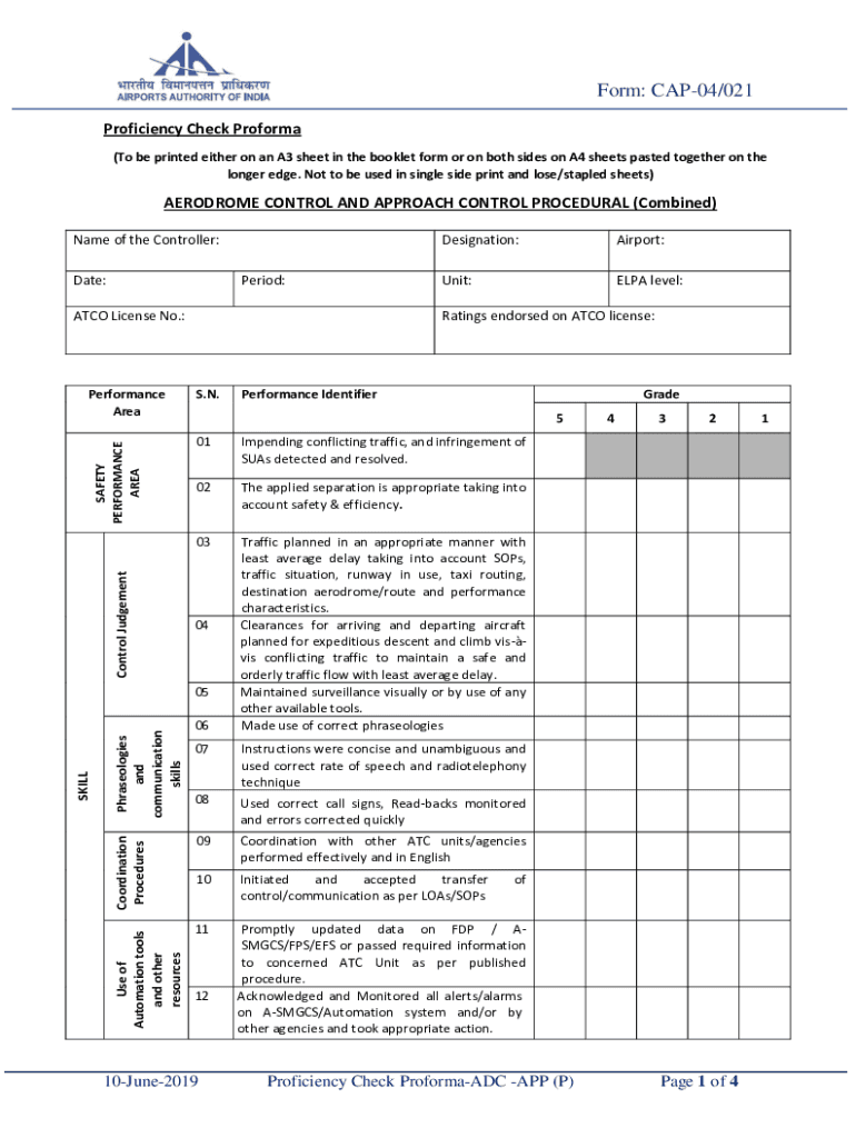 Fillable Online Form CAP 04-021- Proficiency check proforma ... - AIM ...