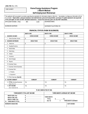 Fillable Online Home Energy Assistance Program 3 Month Method Self ...