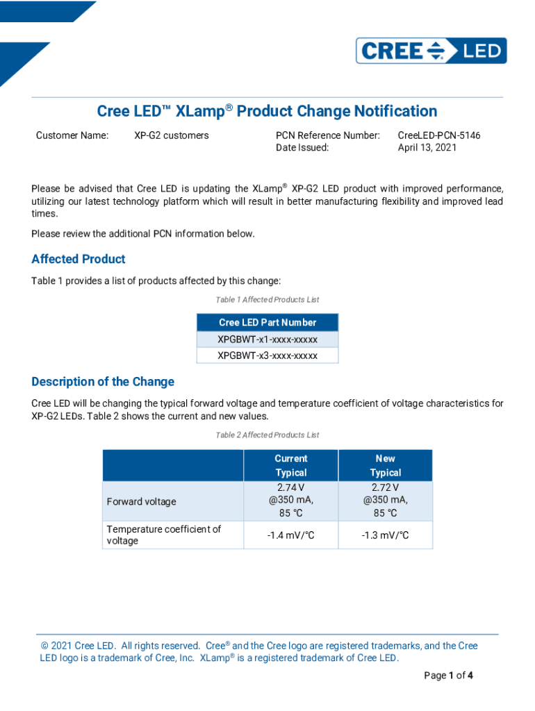 Fillable Online XLamp XP-G2 LED Data Sheet Fax Email Print - pdfFiller