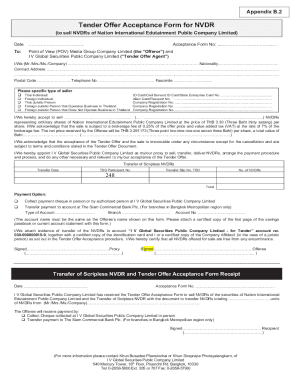 Fillable Online Appendix E Tender Offer Procedures and Forms for NVDR 1 ...