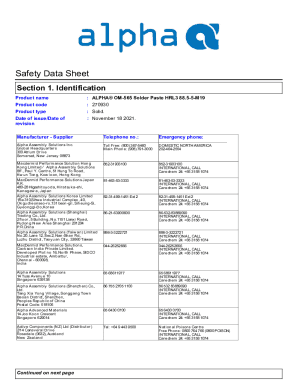 Fillable Online Safety Data Sheet - Hisco Fax Email Print - pdfFiller