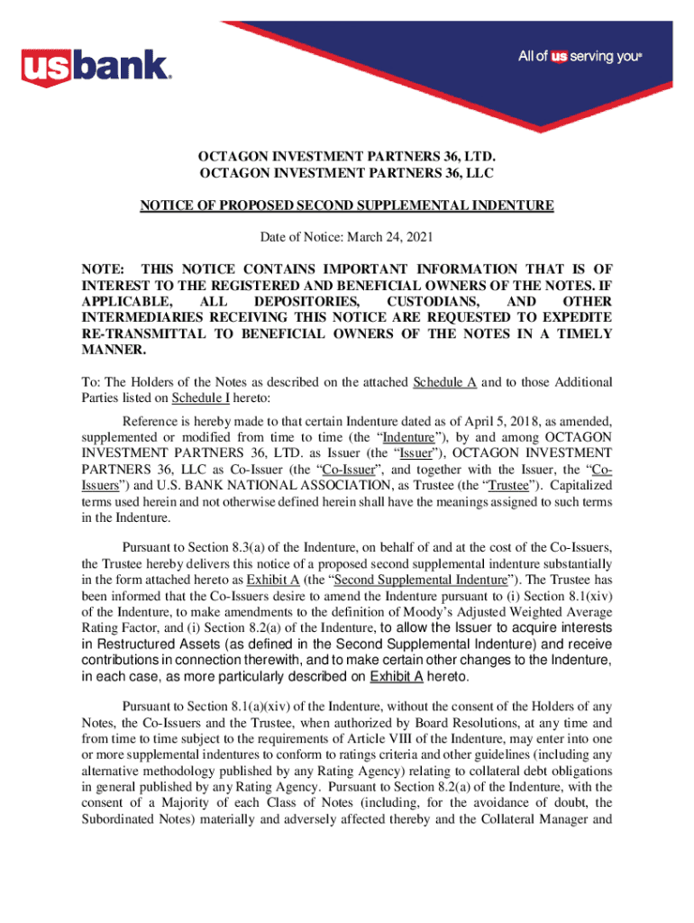 Fillable Online Octagon Investment Partners 36 - Notice of Proposed ...