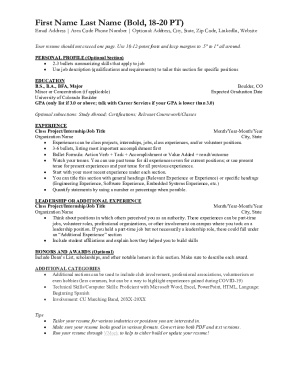 Fillable Online Engineering General Resume Template Fax Email Print - pdfFiller