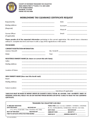 Fillable Online manufactured-home-tax-clearance-certificate-request ...