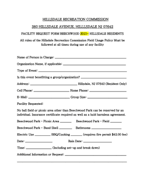 Fillable Online Facility Request Form Beechwood 2021- Hillsdale Residents Fax Email Print ...