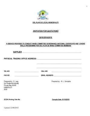 Fillable Online A SERVICE PROVIDER TO CONDUCT WARD COMMITTEE GOVERNANCE ...