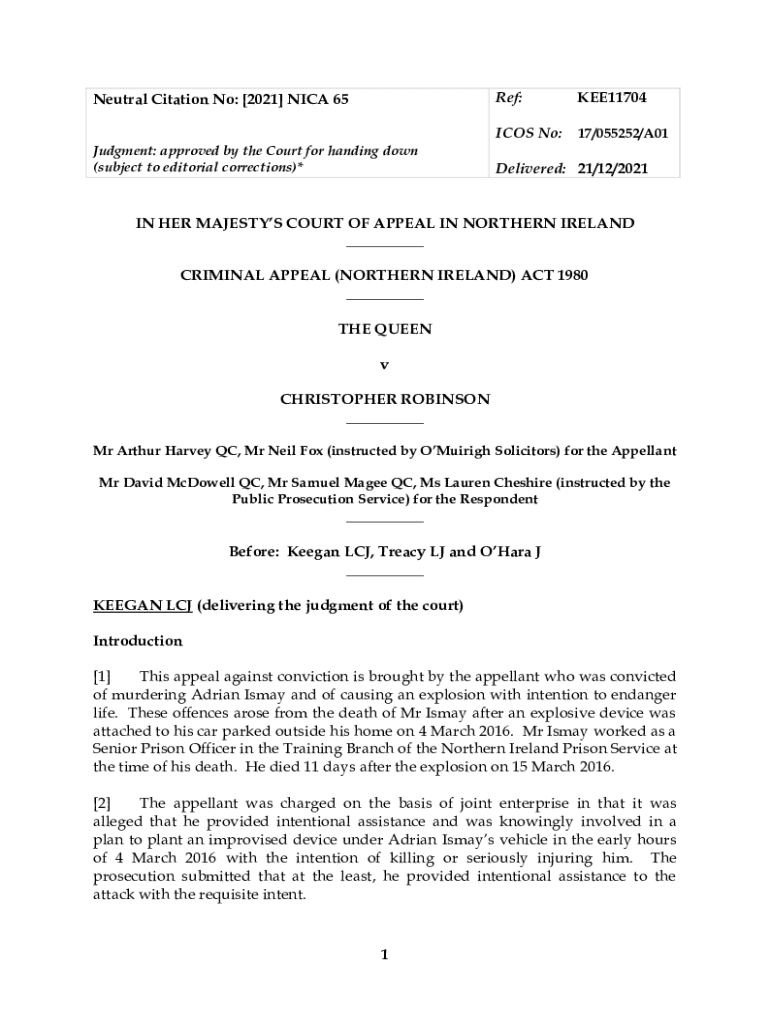 Fillable Online QUEEN v CHRISTOPHER ROBINSON - Judiciary NI Fax Email ...