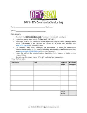 Fillable Online Community Service Hours Completed Submission Deadlines ...