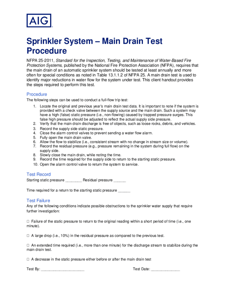 Fillable Online NFPA 25 Standard for the Inspection, Testing, and ...