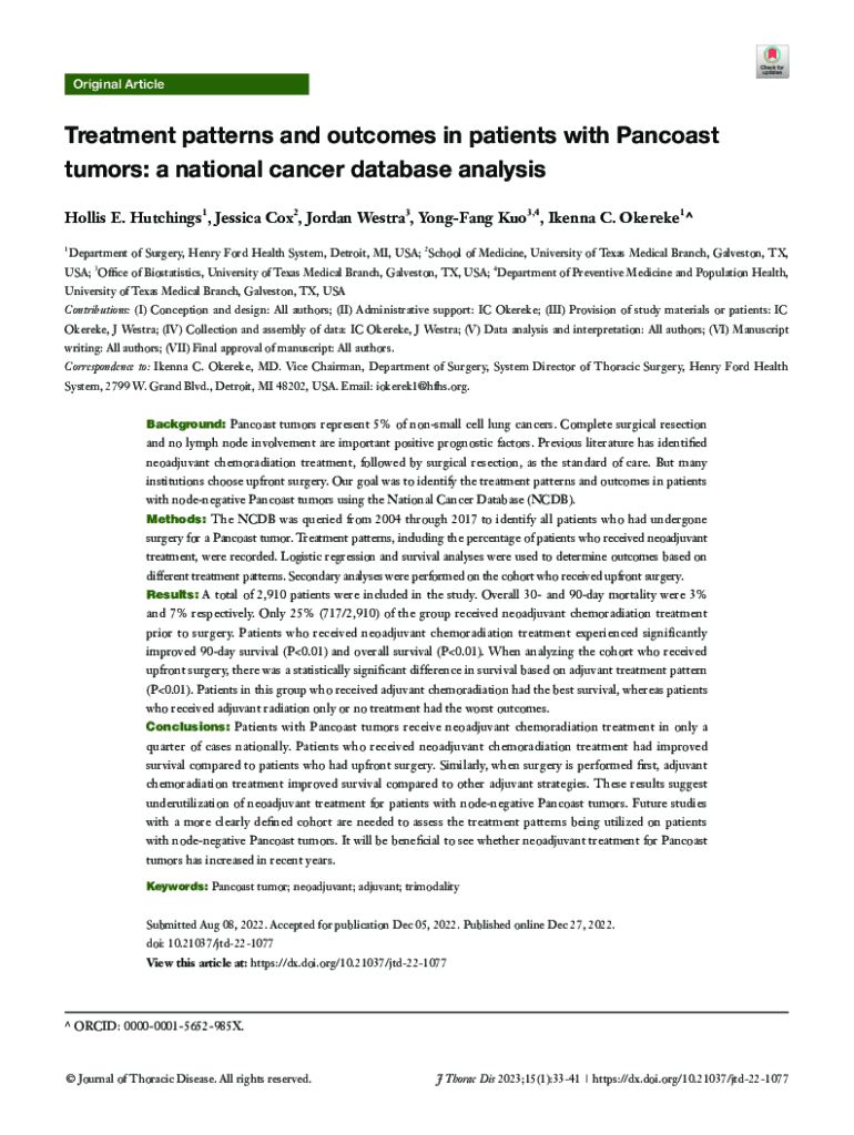 Fillable Online Treatment patterns and outcomes in patients with ...