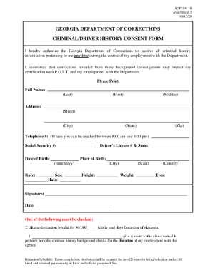 Fillable Online GEORGIA DEPARTMENT OF CORRECTIONS CRIMINAL/DRIVER ...