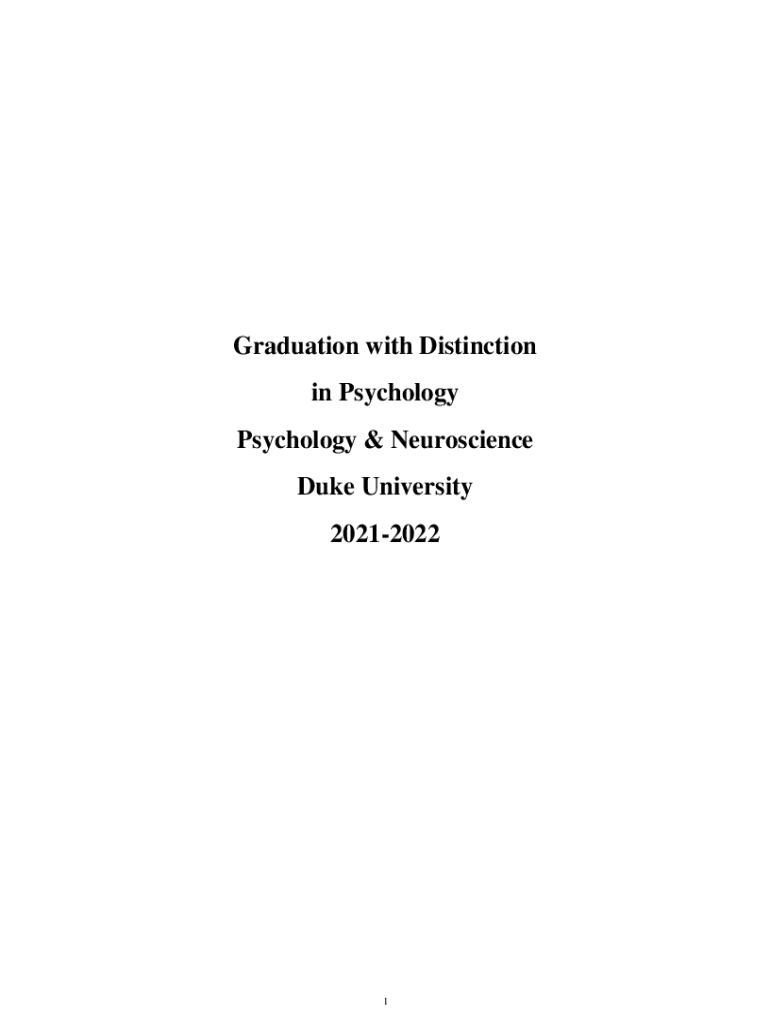 Fillable Online Graduation with Distinction - Duke Psychology ...