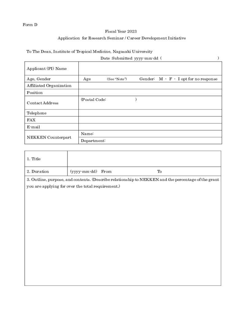 Fillable Online RSTMH 2023 Early Career Grants Programme application form Fax Email Print ...