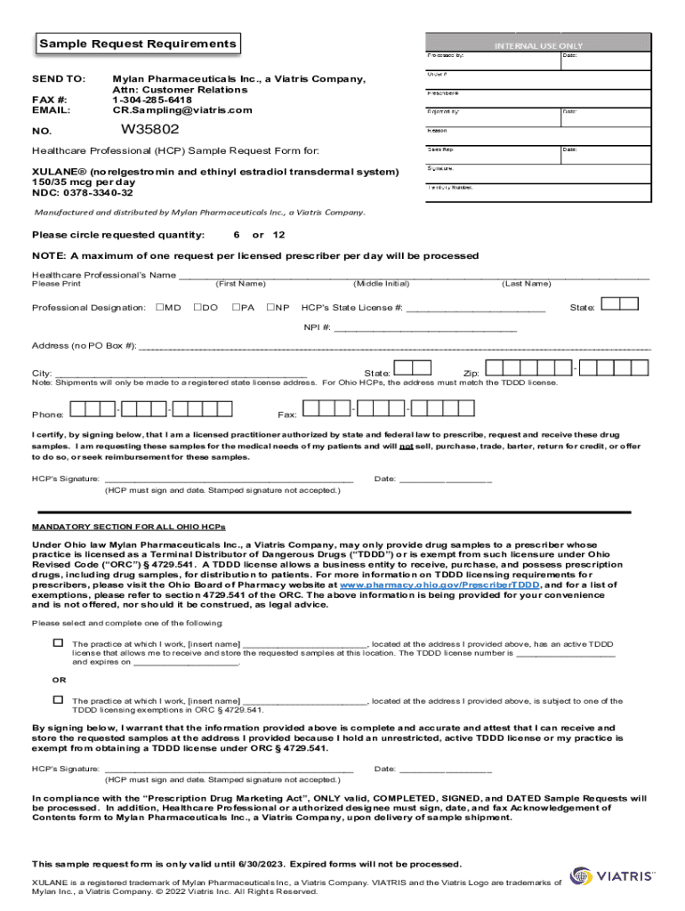 Fillable Online Xulane Sample Request Form Fax Email Print - pdfFiller