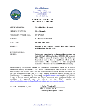 Fillable Online Tree Removal and LandscapingCity of Brisbane, CA Fax ...