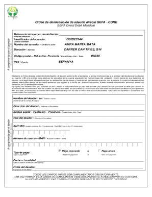 Completable En línea Orden de domiciliacin de adeudo directo SEPA ...