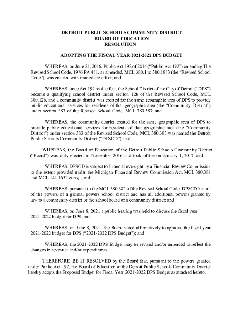 Fillable Online Detroit Public Schools Community District, Michigan Fax Email Print - pdfFiller