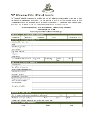 Fillable Online ADA Complaint Form (Transit Related) Fax Email Print ...