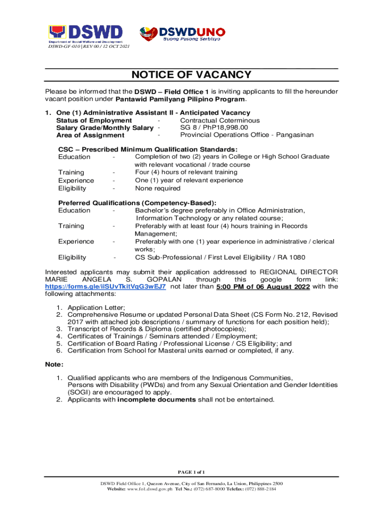 Fillable Online human resource - DSWD Field Office NCR Official Website ...