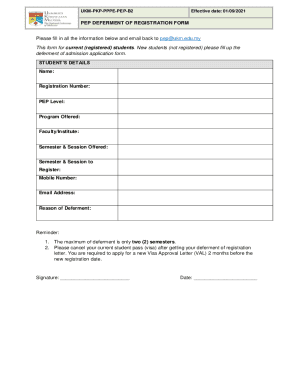 Fillable Online pep deferment of admission application form Fax Email ...